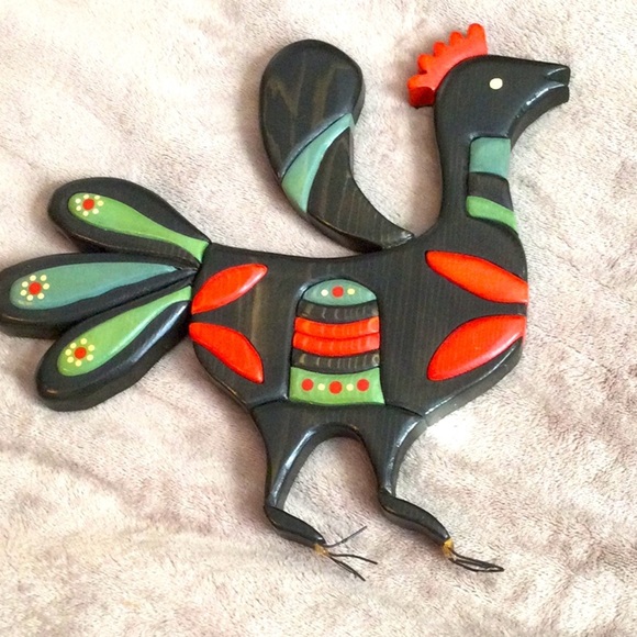 Hand Crafted | Art | Intarsia Handmade Mosaiclike Rooster From Wood ...